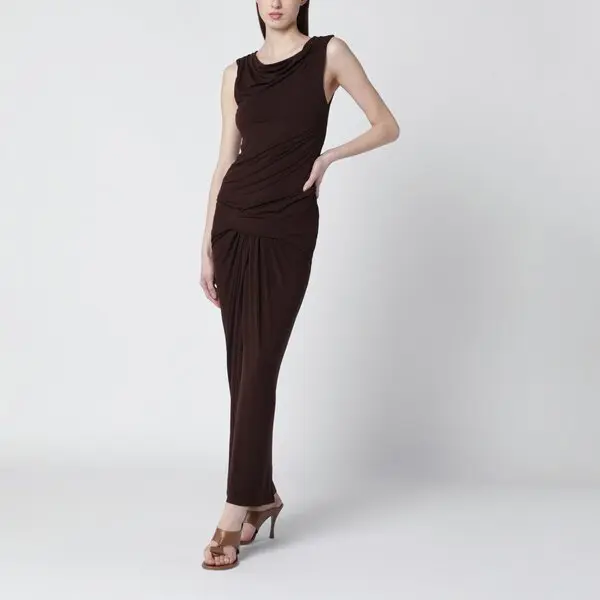 ENTIRE STUDIOS Draped Sleeveless Maxi Dress - Brown