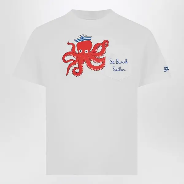 MC2 SAINT BARTH Eddy T-shirt With Octopus Print - White