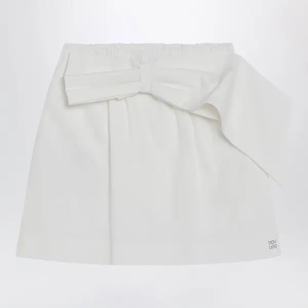 DOUUOD Cotton Mini Skirt With Bow - White