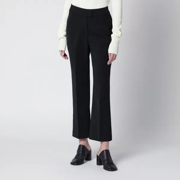 ENTIRE STUDIOS Wool-blend Flared Cropped Trousers - Black