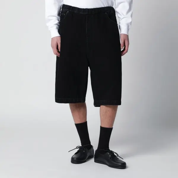 ENTIRE STUDIOS Baggy Bermuda Shorts In Black Denim - Blue