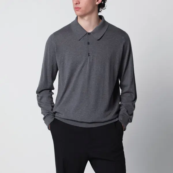 John Smedley Gray Finchley Polo In Cotton - Grey