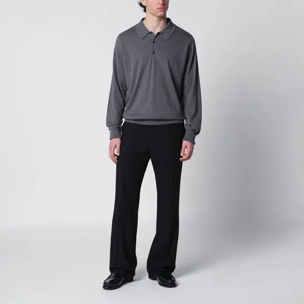 John Smedley Gray Finchley Polo In Cotton - Grey
