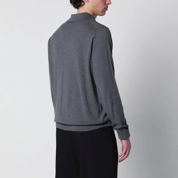 John Smedley Gray Finchley Polo In Cotton - Grey