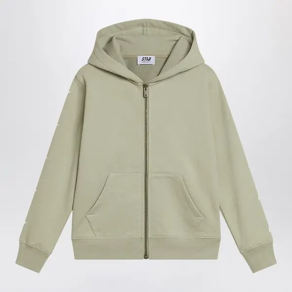 GOLDEN GOOSE Zip-up Hooded Sweatshirt With Stars - Green