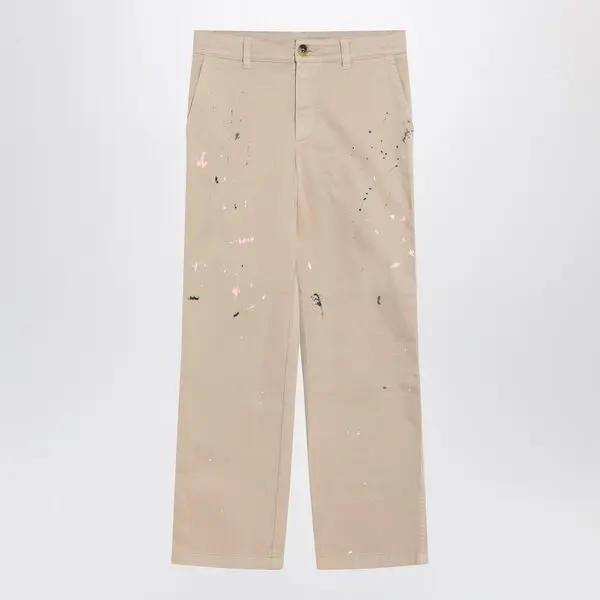 GOLDEN GOOSE Trousers With Splatter Details - Beige