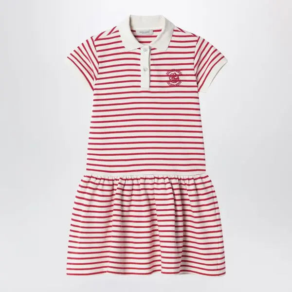 GOLDEN GOOSE Striped Polo Dress - Red