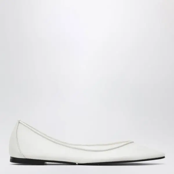 Jacquemus Pointed Ballerina Flats In Calfskin - White