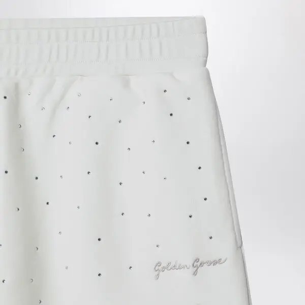 GOLDEN GOOSE Cotton Mini Skirt With Rhinestone Embellishments