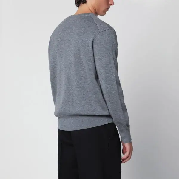 AMI Paris Wool Cardigan With De Coeur Embroidery
