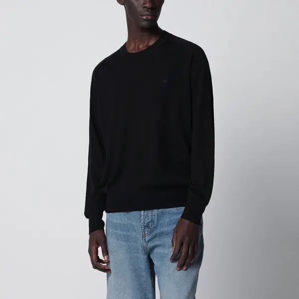 AMI Paris De Coeur Wool Sweater - Black