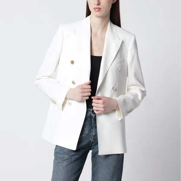 GOLDEN GOOSE Double-breasted Jacket In Wool Blend - White