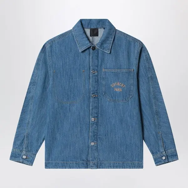 Givenchy Denim Shirt With Logo Embroidery - Blue
