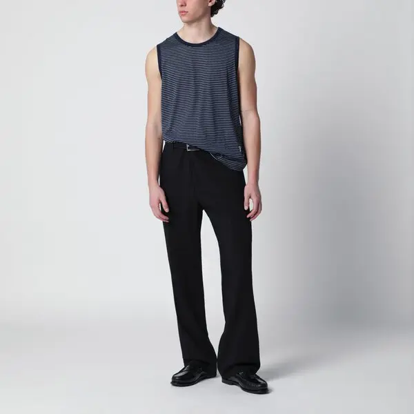 AMI Paris Striped Tank Top Ink/white With Logo