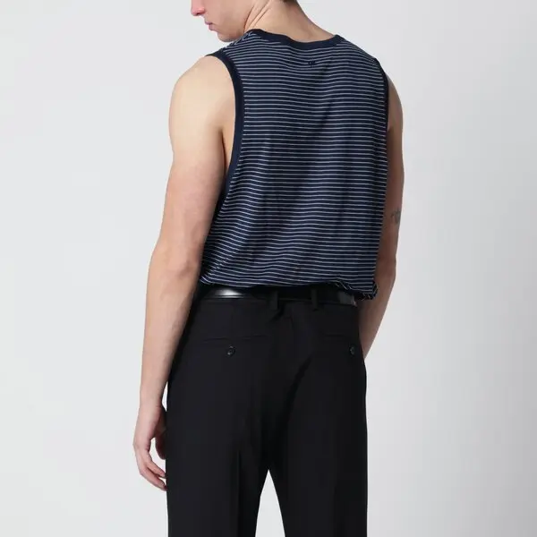 AMI Paris Striped Tank Top Ink/white With Logo