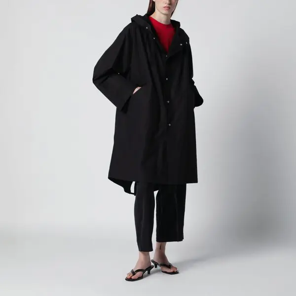 JIL SANDER Mid-length Hooded Parka In Waterproof Cotton - Black