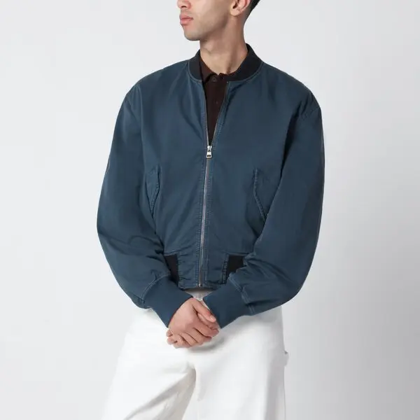 JW Anderson Cotton Bomber Jacket With Vintage Finish - Blue