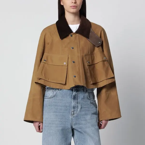 JW Anderson Short Jacket In Waxed Cotton - Brown