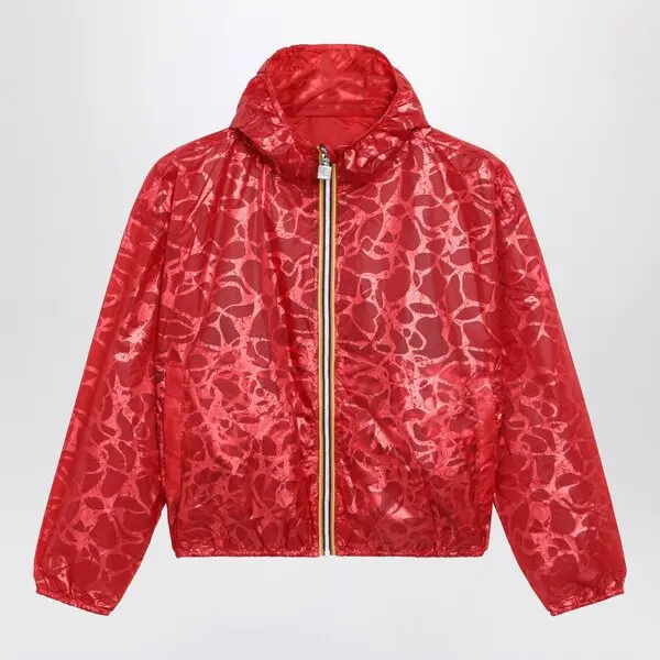 K-WAY Laurette Jacket With Laminated Print - Red