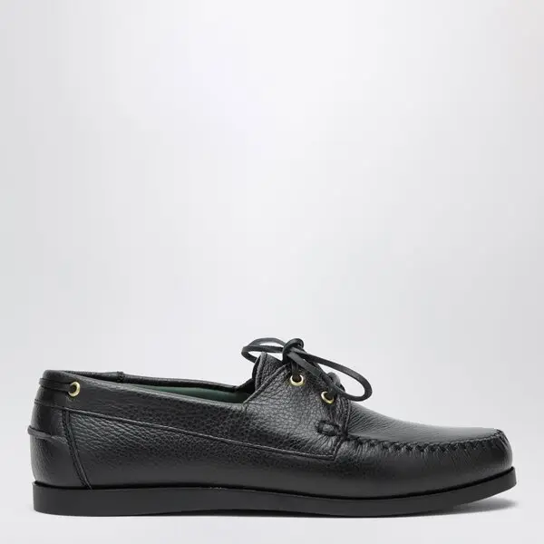 VINNY'S Leather Boat Shoes - Black