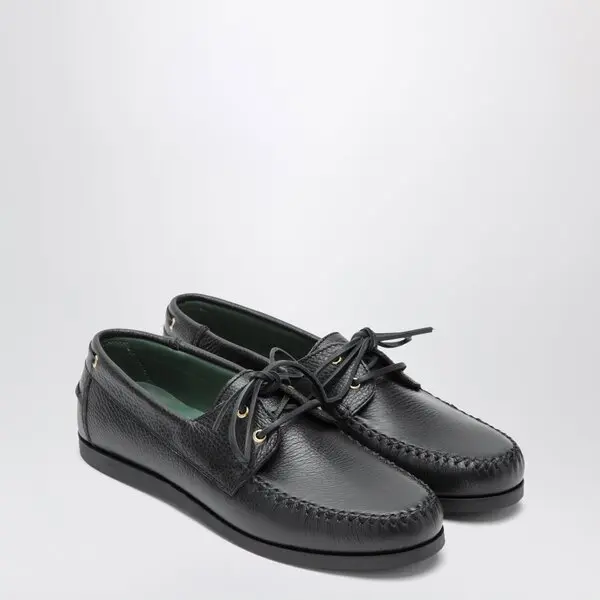 VINNY'S Leather Boat Shoes - Black