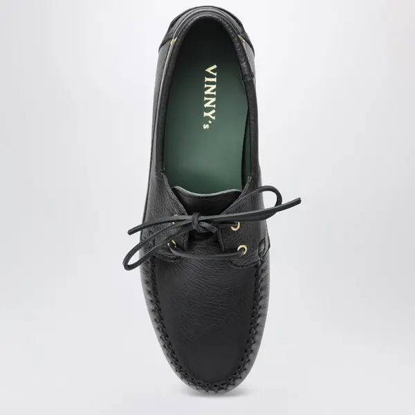 VINNY'S Leather Boat Shoes - Black