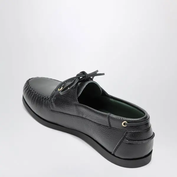 VINNY'S Leather Boat Shoes - Black