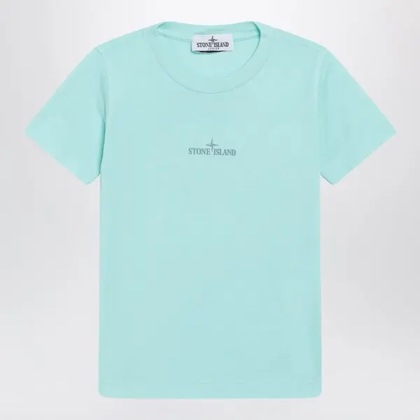 Stone Island Cotton T-shirt With Logo - Light Blue