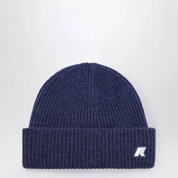 K-WAY Ribbed Beanie With Logo Patch - Blue