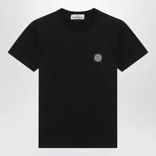 Stone Island T-shirt With Compass Logo Patch - Black