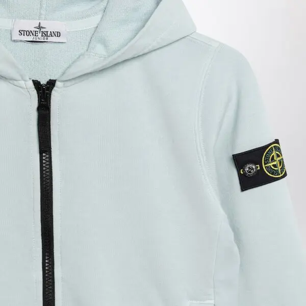 Stone Island Cotton Zip-up Hoodie - Light Blue