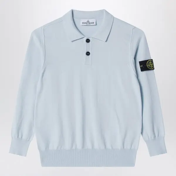 Stone Island Cotton Knit Polo - Light Blue