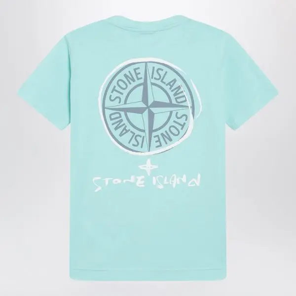 Stone Island T-shirt With Logo Print - Light Blue