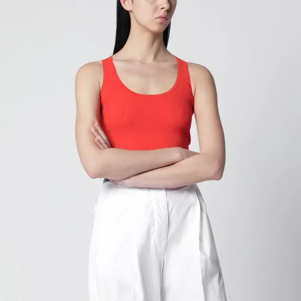 Max Mara Coral Ribbed Technical Yarn Top - Red