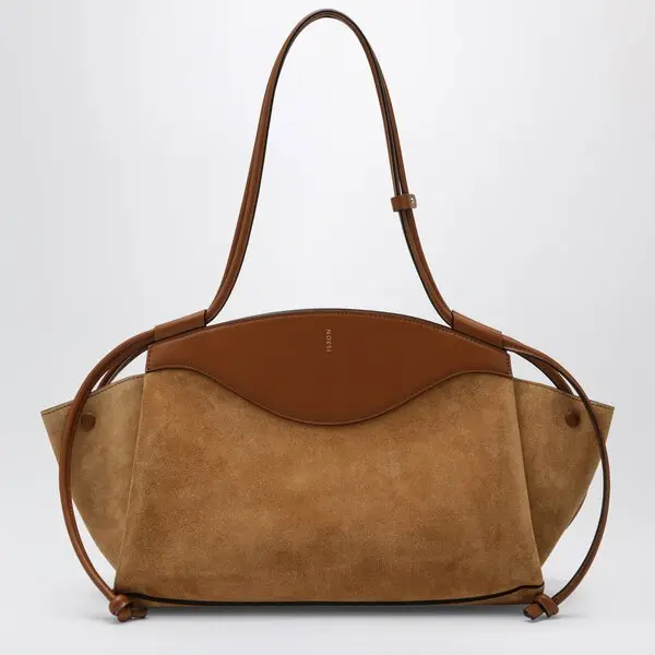 NOESI Molly Suede Shoulder Bag - Beige