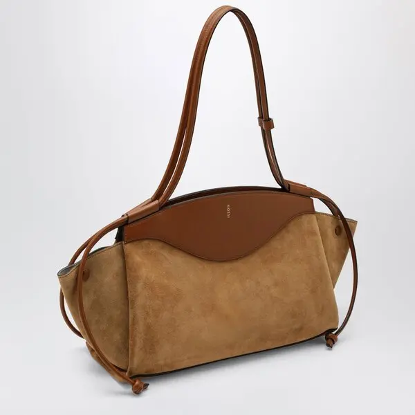 NOESI Molly Suede Shoulder Bag - Beige