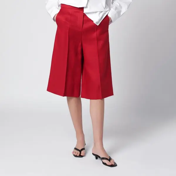 Max Mara Linen Bermuda Shorts - Red