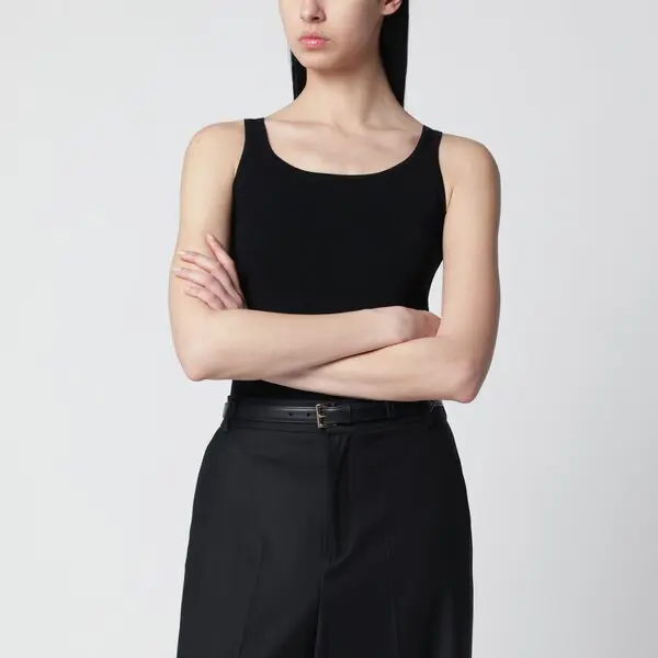Max Mara Sleeveless Viscose Crêpe Knit Top - Black