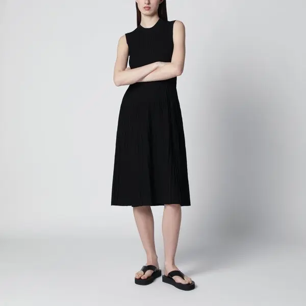 Max Mara Midi Fit-and-flare Ribbed Viscose Crêpe Dress - Black
