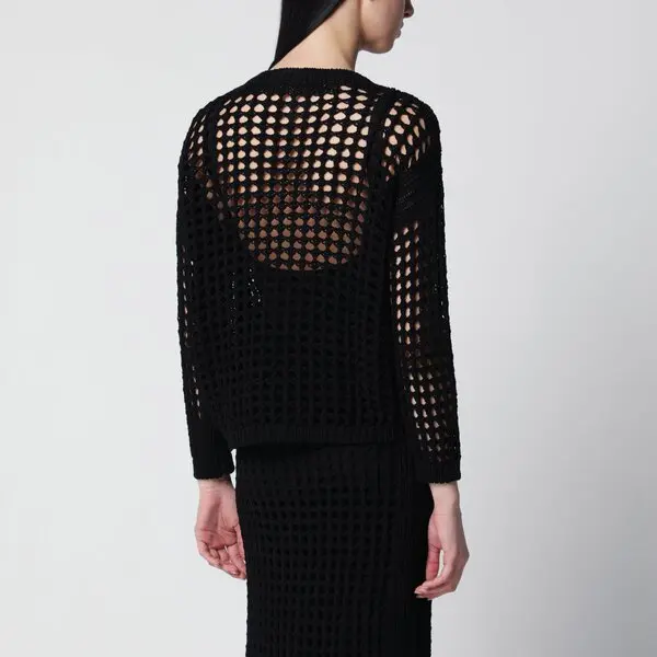 Max Mara Cotton Mesh Long-sleeve Sweater - Black