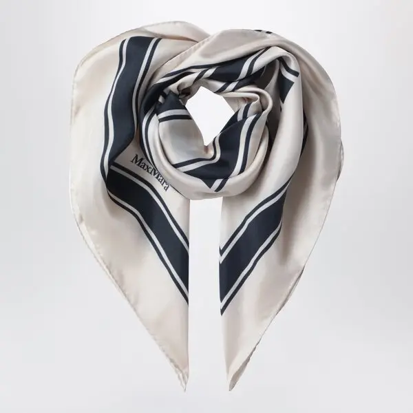 Max Mara Square Printed Silk Twill Scarf In Navy - Blue