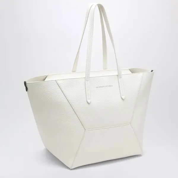 Brunello Cucinelli Grained Leather Duo Bag - White