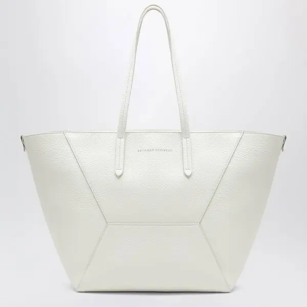 Brunello Cucinelli Grained Leather Duo Bag - White