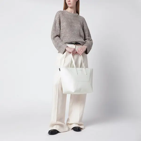 Brunello Cucinelli Grained Leather Duo Bag - White