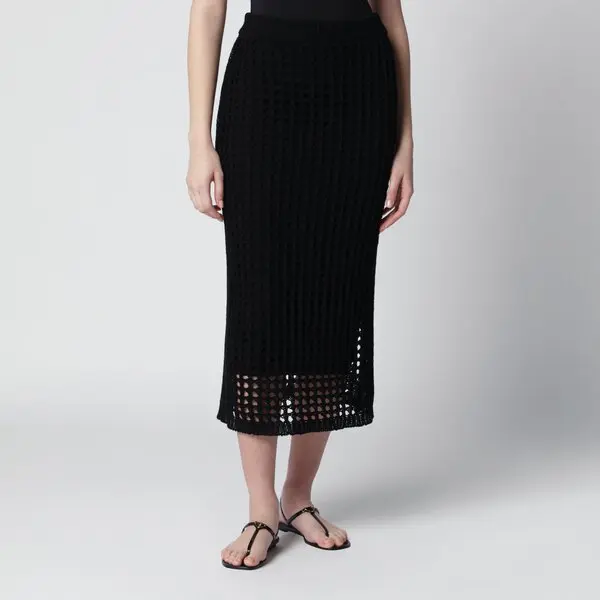 Max Mara Long Sheer Net Cotton Skirt - Black