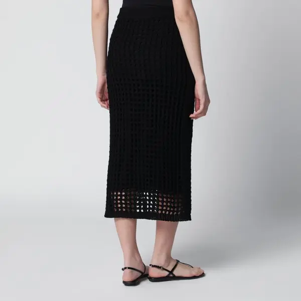 Max Mara Long Sheer Net Cotton Skirt - Black