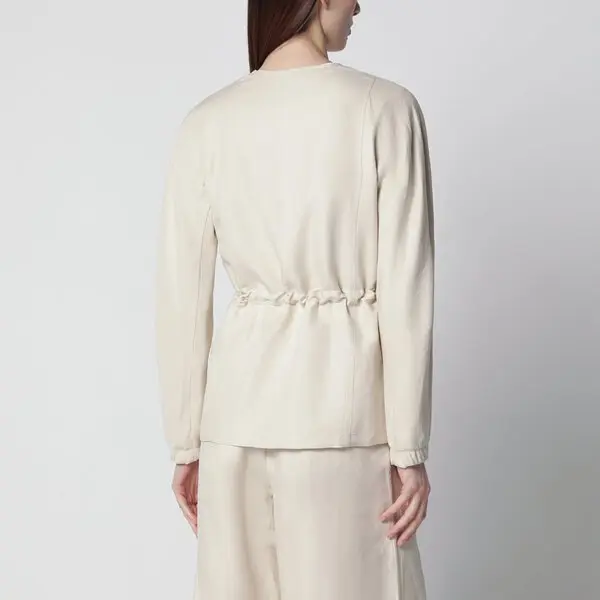 Max Mara Linen And Silk Round-neck Jacket With Drawstring