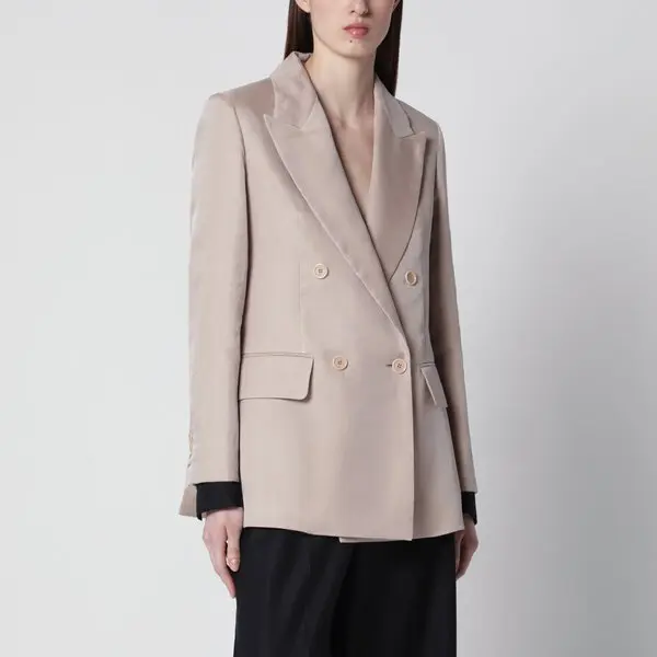 Max Mara Oversized Linen And Organza Blazer - Pink