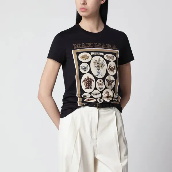 Max Mara Cotton Jersey T-shirt With Print - Black