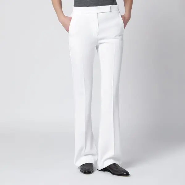 Max Mara Optical Slim Trousers In Crêpe Canvas - White